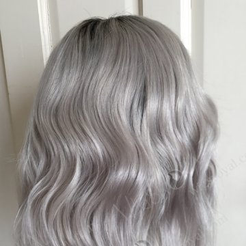 High Density Silver Color Slight Wave Human Hair Full Lace Wig ...