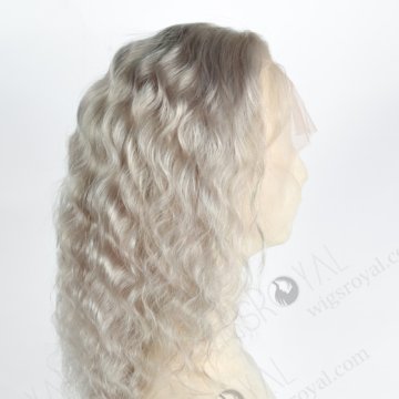 Lace Front Wig Grey Color Deep Body Wave With Elastic Band - Wigsroyal.com