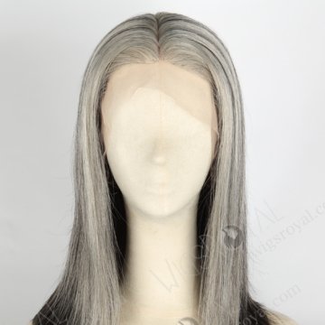 Knotless Scalp Replica Part Grey Color 100% European Human Hair Silk ...