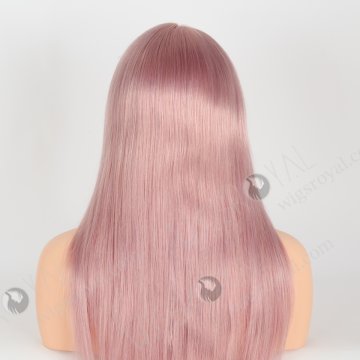 Light Pink Color Human Hair Silky Straight High Density Lace Front Wigs ...